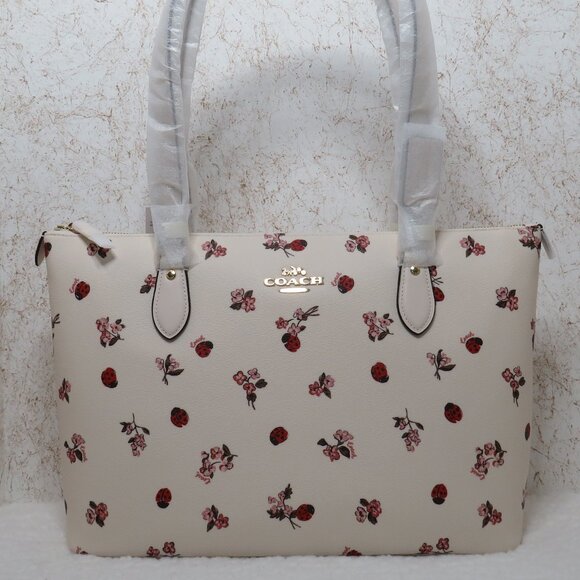 Coach | Bags | Coach Gallery Tote With Floral Ladybug Print Chalk ...